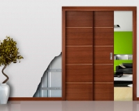 Porta de Correr Embutida - Madeira e Alumínio | construdeia.com